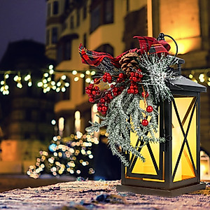 Christmas Candle Lantern 14Inch, Christmas Lanterns Garden Flashing Candle Light, Decorative Hanging Lantern for Indoor Home Tables and Fireplaces Outdoor Patios