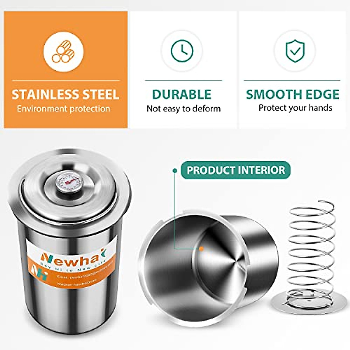 Newhai Ham Maker Meat Press Tool for Making Ham Meat Deli Meat Maker Homemade Lunch Meat Maker with Thermometer Stainless Steel