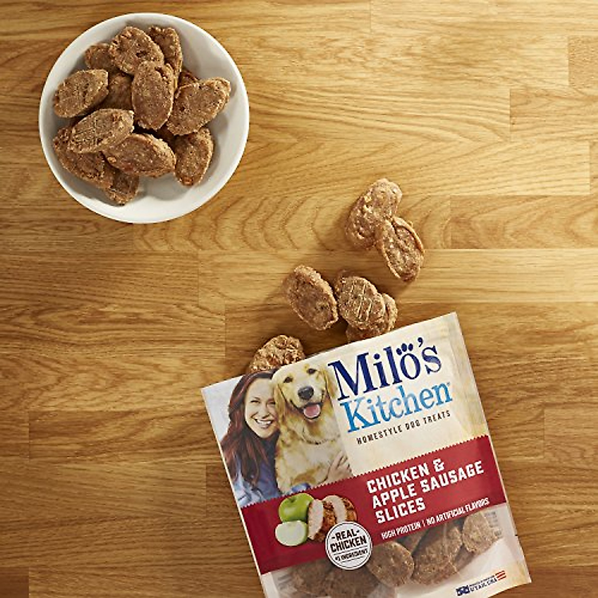 Milo's Kitchen Dog Treats, Chicken & Apple Sausage Slices, 18 Ounce