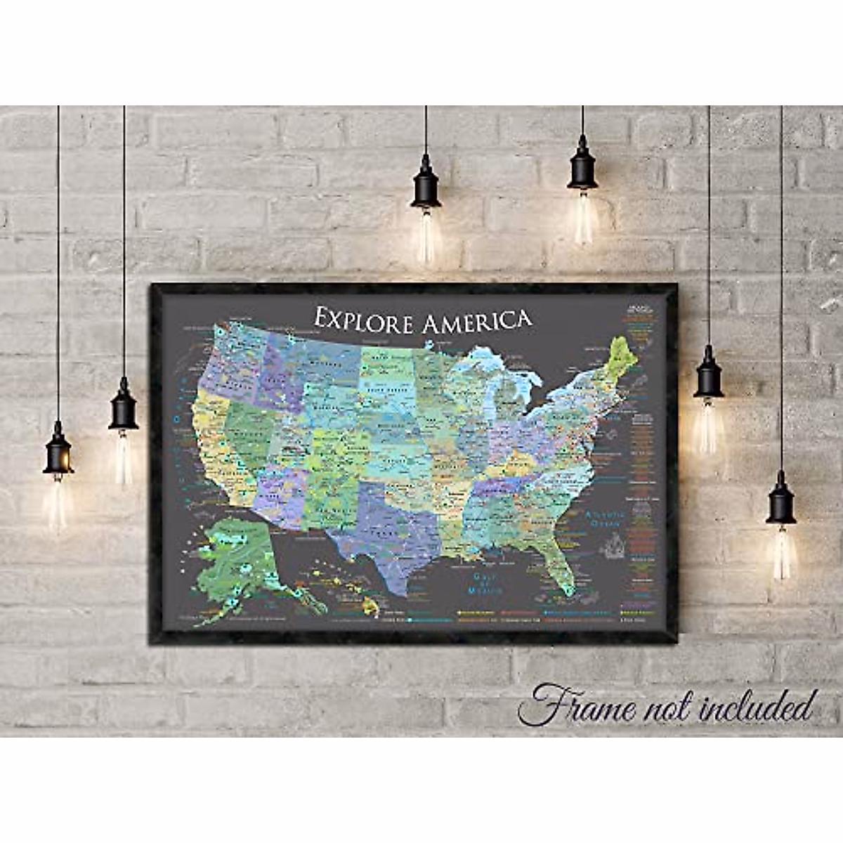 National Parks Map Poster Slate Edition (24W x 16H inches)
