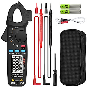 1mA DC Clamp Meter True RMS 6000 Counts Auto-Ranging Digital Multimeter Capacitance Temperature Ohm Live Check V-Alert Low Impedance Voltage Tester for HVAC Automotive