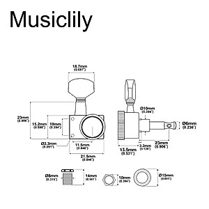 Musiclily Pro 6-in-line 2-pins Guitar Locking Tuners Machine Heads Tuning Pegs Keys Set for Fender Strat/Tele, Gold