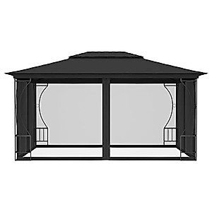 CHARMMA Aluminum Gazebo, Galvanized Steel Roof Metal Gazebo with Aluminum Frame, Patio Gazebo with Curtains and Netting for Patios, Gardens, Lawns 9.8'x13.1'x8.7' Anthracite