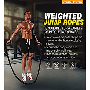 Weighted Jump Rope for Fitness - 3LB Heavy Jump Ropes for Exercise, Weighted Adult Skipping Rope for Women & Men, Workout Battle Rope For Gym Training, Home Workout,Total Body Workouts