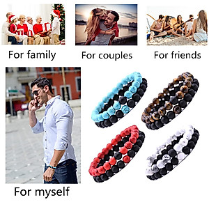 HYHONEY 4 Set Matching Bracelets Couples Bracelets Friendship Bracelets Beaded Bracelets His And Hers 8mm Natural Stone Matching Bracelets For Couples Elastic Stretch Bracelets For Women Men