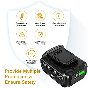 Lipop Upgraded 2Pack 7.5Ah Replacement Battery for Dewalt 20V Batteries Lithium Max XR DCB200 DCB201 DCB203 DCB204 DCB206 DCB181 DCB180 Cordless Power Tools, Black