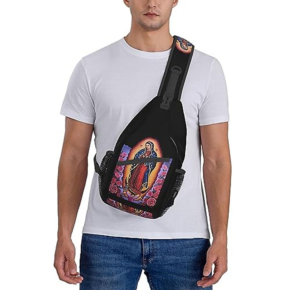 Virgin Mary Our Lady Of Guadalupe Cross Chest Bags Multipurpose Chest Bags Man'S Woman Diagonally Shoulder Bag