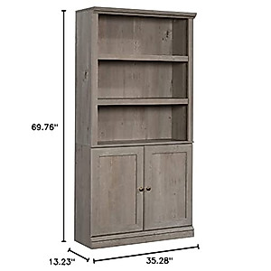 Sauder Bookcase with Doors, L: 35.28" x W: 13.23" x H: 69.76", Mystic Oak finish