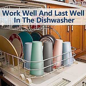 WANCHIY Reusable Plastic Cups- 20 oz Plastic Cups, Plastic Tumblers Set of 8, Unbreakable Plastic Drinking Glasses - Colorful Stackable Party Cups Set (Pack 8-20oz)