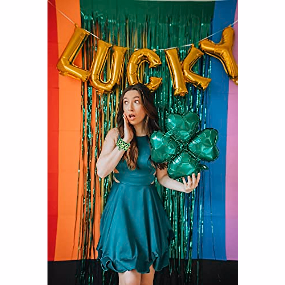 BSJELL 5 Pack Beaded Bracelet Stackable Christmas Thanksgiving St. Patrick’s Day Valentine's Day Beaded Stretch Bracelet Holiday Charm Bracelets Festive Jewelry Gifts for Women (Green)