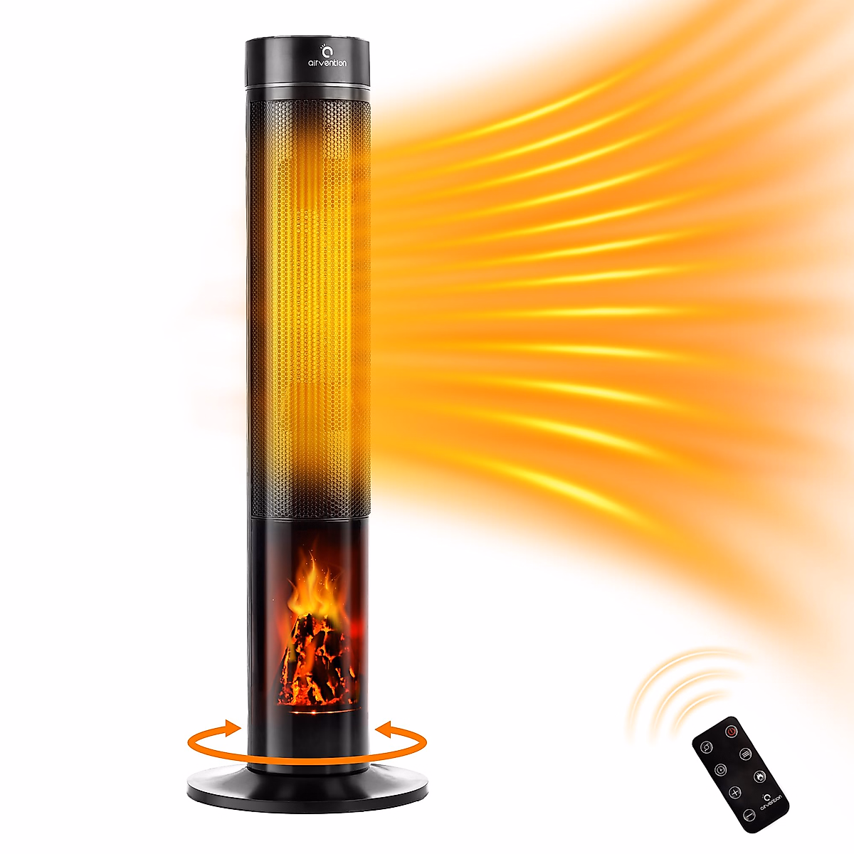 Space Heater Indoor, Airvention 1500W 34" Electric Heater for Large Room, 4 Modes,12H Timer, PTC Ceramic Heating with Thermostat, Remote, Portable Tower Heater for Office, Bathroom, Bedroom,AI-H300