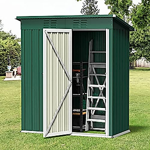 Bealife 5' x 3' Outdoor Storage Shed Clearance, Metal Outdoor Storage Cabinet with Single Lockable Door, Waterproof Tool Shed, Backyard Shed for Garden, Patio and Lawn(Green)