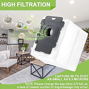 Replacement Bags for iRobot i & s & j Series Vacuum Cleaner i3 i3+(3550) i4 i4+(4552) i6 i6+(6550) i7+ i7Plus j7+(7550) i8+(8550) s9 s9+(9550) with Automatic Dirt Disposal Bags, 10 Pack - Grey