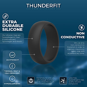 ThunderFit Silicone Wedding Rings for Men, Rubber Engagement Bands 8.7mm Wide 2mm Thick - 1/3/4/5/7 Variety Multipack (Black, Gray, Light Gray, 10.5-11 (20.6mm))