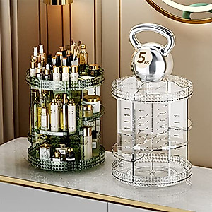 FIZZOQI 360 °Rotating Storage Rack Makeup Organizer Shelf Dressing Table Shelf Acrylic Lipstick Perfume Case Display Stand Cosmetic Organizer Rack
