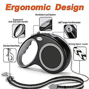 EC.TEAK Retractable Dog Leash, 30 FT Dog Walking Leash for Medium Large Dogs up to 77 lbs, Heavy Duty No Tangle, Large