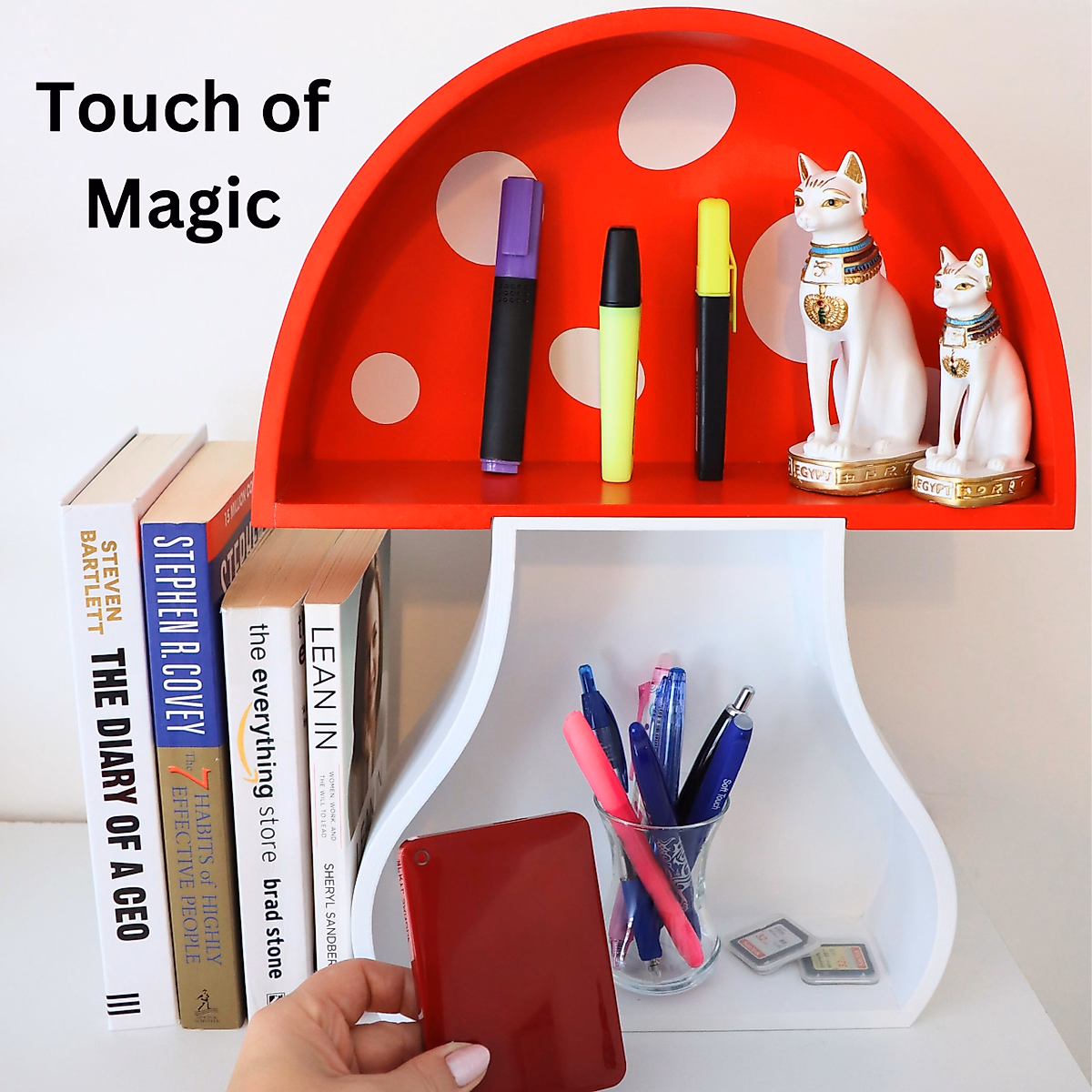 Scandi Bliss Floating Mushroom Shelf: Decorative & Functional Mushroom Wall Decor for Nursery, Bedroom, Living Room, Kitchen & Bathroom, Decorative Mushroom Shelves for a Whimsical Touch