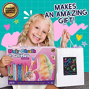 Purple Ladybug 12-Color Hair Chalk for Girls - Washable Temporary Hair Dye, Fun Gift for Kids 7-11, Great for Birthdays, Valentine's & Easter