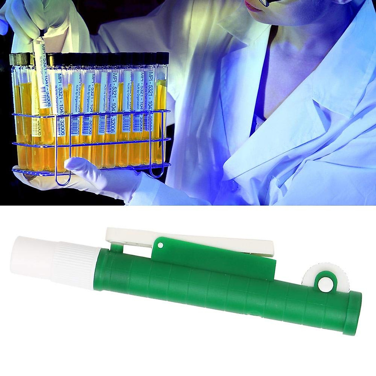 Pipette Pipet Pump, 10ml Green Pipette Pump Filler for Disposable Plastic and Glass Pipettes