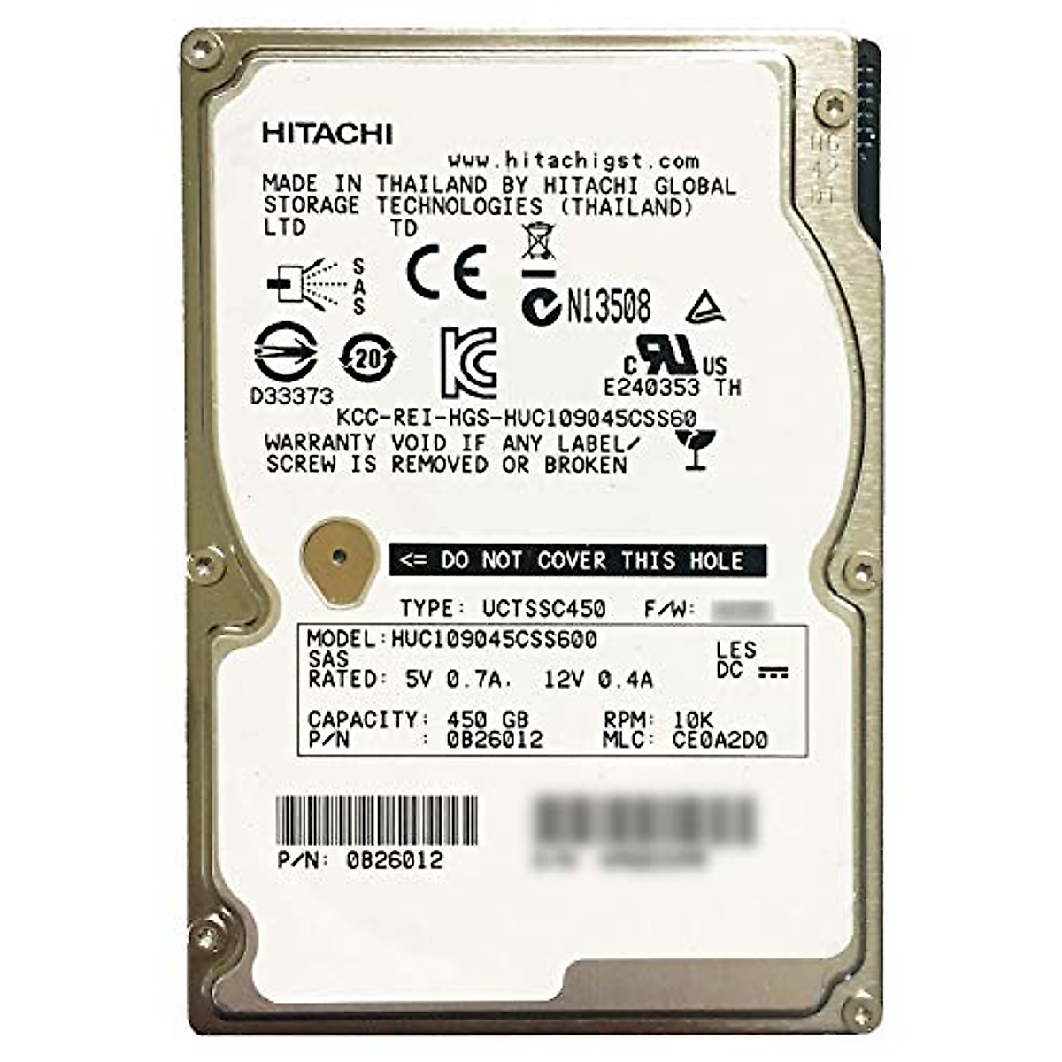 HPE 450GB HUC109045CSS600 5697-1286 0B26012 10K SAS 6Gbps 2.5" SFF