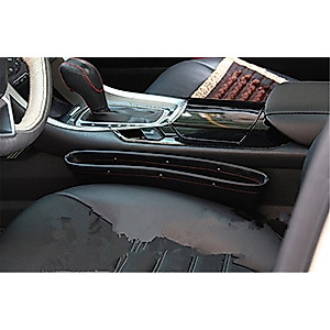 Fochutech 2x Car Pocket Organizer Seat Console Gap Filler Side Catcher Tray PU Leather Inside Out Interior Accessories For Wallet Phone Coins Cigarette (Black)