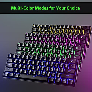 Fiodio 61 Keys RGB Wired Mechanical Gaming Keyboard with Audible Click Sound Blue Switches, Compact Mini Portable Computer Keyboard for Windows Gaming PC,F-DB21