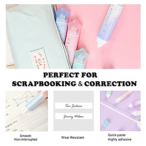 BITOSEE 2 in 1 Whiteout Correction Tape and Double Sided Tape Roller, Cute Quick Dry Japan Whiteout Tape, with Permanent Adhesive Tape Runner,for School Office Instant Correction & Scrapbook Supplies