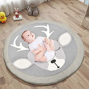 Fashionable Animal Design Washable Infant Playmat Baby Game Mat Cotton Foldable (Deer) playpen for Babies and Toddlers, Tummy time mat Play, mat for Baby, Baby mat for Floor, Play mat for Baby