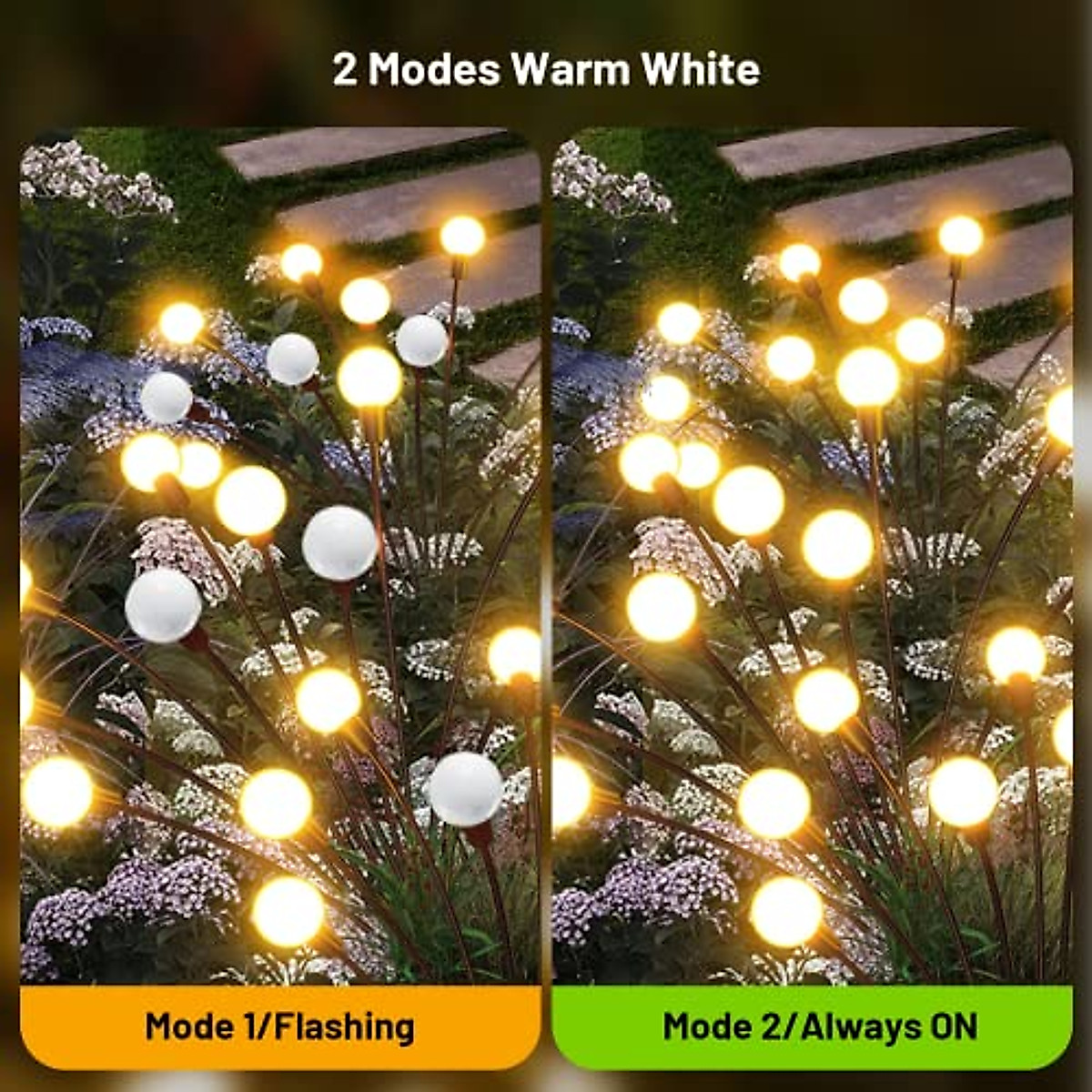 Solar Garden Lights-4 Pack 48 LED Solar Powered Firefly Lights with 2 Lighting Mode,Solar Lights Outdoor Waterproof,Solar Swaying Light, Solar Pathway Lights for Outside Landscape Patio Yard Decor
