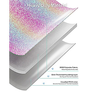 Bagseri Kids Lunch Box Insulated - Lunch Box Bag for Girls, Portable Reusable Toddler Lunch Cooler Bag for School, Water-resistant Lining (Purple, Glitter Mermaid Scale)