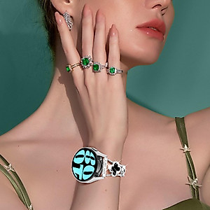 WINGLE for Samsung Galaxy Watch 7 6 5 4 FE Band 40mm 44mm Women Watch 5 Pro Band 45mm Four/4 Leaf Clover 20mm Bling Band for Active 2/Galaxy Watch 6/4 Classic 43mm 47mm 42mm 46mm/Watch 3 41mm, Silver