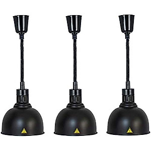 Buffet Hotel Restaurant Bavelet Light, 3 Pack, Black Food Heat Lamp Warmer Free Standing Commercial Vertical Thermal Thermal Threading Ajastable Chandelier