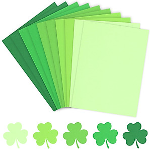 Whaline 50 Sheets 8.5 x 11 Inch Assorted Green Colored Card Stock Paper 5 Assorted Colors Solid Core Crafts Scrapbook Paper for Print DIY Arts Crafts Making Christmas School Office Home Supplies, 65lb