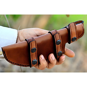 ALZAFASH Handmade Leather Knife Sheath, EDC Knife Holster, Belt Loop Knife Holder, Horizontal Knife Sheath for Belt, Knife Case for Hunting,Fixed Blade,Tracker Knives