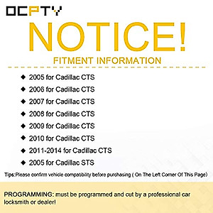 OCPTY 1 X Flip Key Entry Remote Control Key Fob (case) Transmitter Replacement for 2005-2014 for Cadillac for CTS for STS 5 Buttons