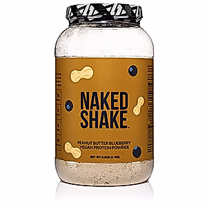 Naked Shake – Peanut Butter Blueberry Protein Powder, Plant Based Protein from US & Canadian Farms with MCT Oil, Gluten-Free, Soy-Free, No GMOs or Artificial Sweeteners – 2.2 Pounds