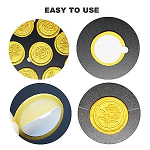 LSYGXYZ Adhesive Wax Seal Stickers, 24 Pieces Handmade Wax Seal Stamp Adhesive Stickers Gold Rose Flower Rosemary Seal Stickers for Envelopes Decorative(3 Rose Flower Styles, 1 Rosemary Style)