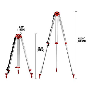 Iglobalbuy Surveying Tripod 65" Extended Height + Aluminum Grade Rod 16.4 Feet, Surveying Tripod Double-sided 5 Section Telescopic Rod Surveryor for Rotary Laser Level Transit Construction
