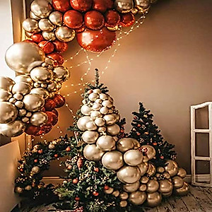 Red Gold Balloon Garland Arch Kit -100pcs 18Inch 12Inch 10Inch 5Inch with Red Metallic Chrome Gold and Red Gold Confetti Balloons for Christmas Holiday Candy Theme Xmas Birthday Decorations