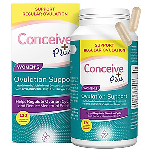 CONCEIVE PLUS Myo-Inositol & D-Chiro Inositol Supplement Blend Capsules | Folate, Ginger, CoQ10, Vitamin B8 | 30-Day Supply Healthy Ovarian Function for Women | 120 Inositol Caps