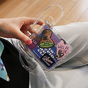 Clear Wallet Glitter Jelly Wallets Transparent Bifold Photocards Holder Lanyard Coin Pouch,Silver