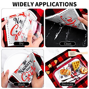 Ruisita 4 Pack Buffalo Plaid Christmas Cotton Kitchen Towels Oversized Embroidered Xmas Decorative Dish Towels 28 x 18 Inch for Winter Holiday Kitchen Drying Cooking