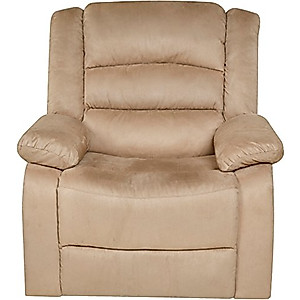 Relaxzen Longstreet Rocker Recliner with Massage, Heat and Dual USB Ports,Microfiber, Beige