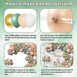166Pcs Sage Olive Green Blush Peach Balloon Garland Arch Kit Orange White Green Gold Balloons Eucalyptus for Tropical Wedding Jungle Safari Greenery Baby Shower Birthday Party Decorations