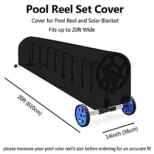 Izzybang 20 Feet Pool Reel Set Cover Waterproof UV Resistant Heavy Duty Inground Swimming Pool Solar Blanket Protective Reel Roller Winter Covers Protector (Upgrade), Black
