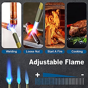 Propane Torch Head - MAPP MAP Gas Torch Head with Push Button Igniter Trigger Start Welding Lighter Self Ignition Adjustable Flame Knob Continuous Flame Lock for Sous Vide Soldering Brazing Wood Burn