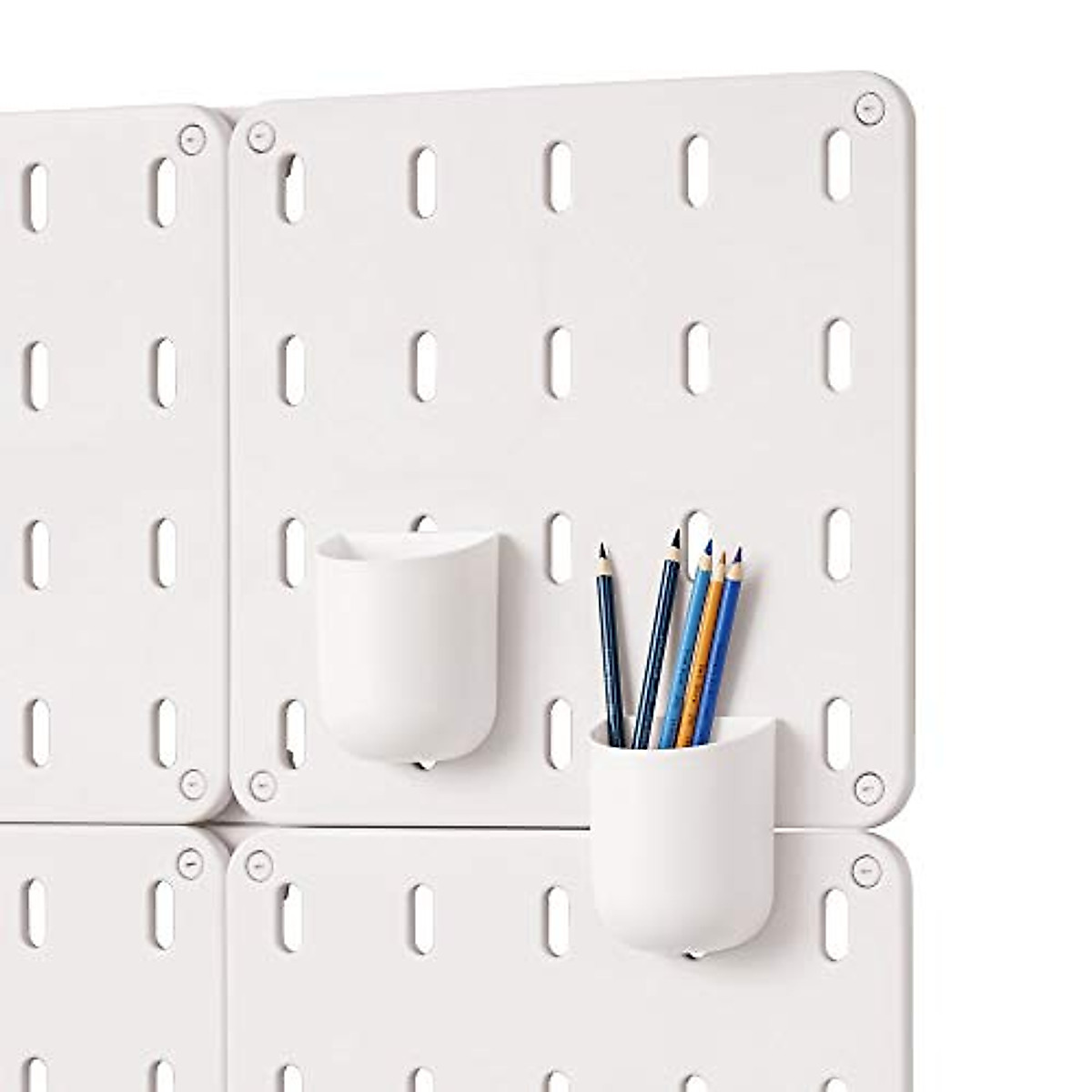 iDesign Cade BPA-Free Plastic Modular Hanging Pegboard Organizer Storage Cup, 3.2" x 3.04" x 4", Matte White