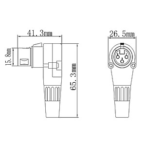 WJSTN Right-Angle Female XLR to Straight Male XLR Plug Cable, XLR Cable XLR Camera Adapter (2FT)