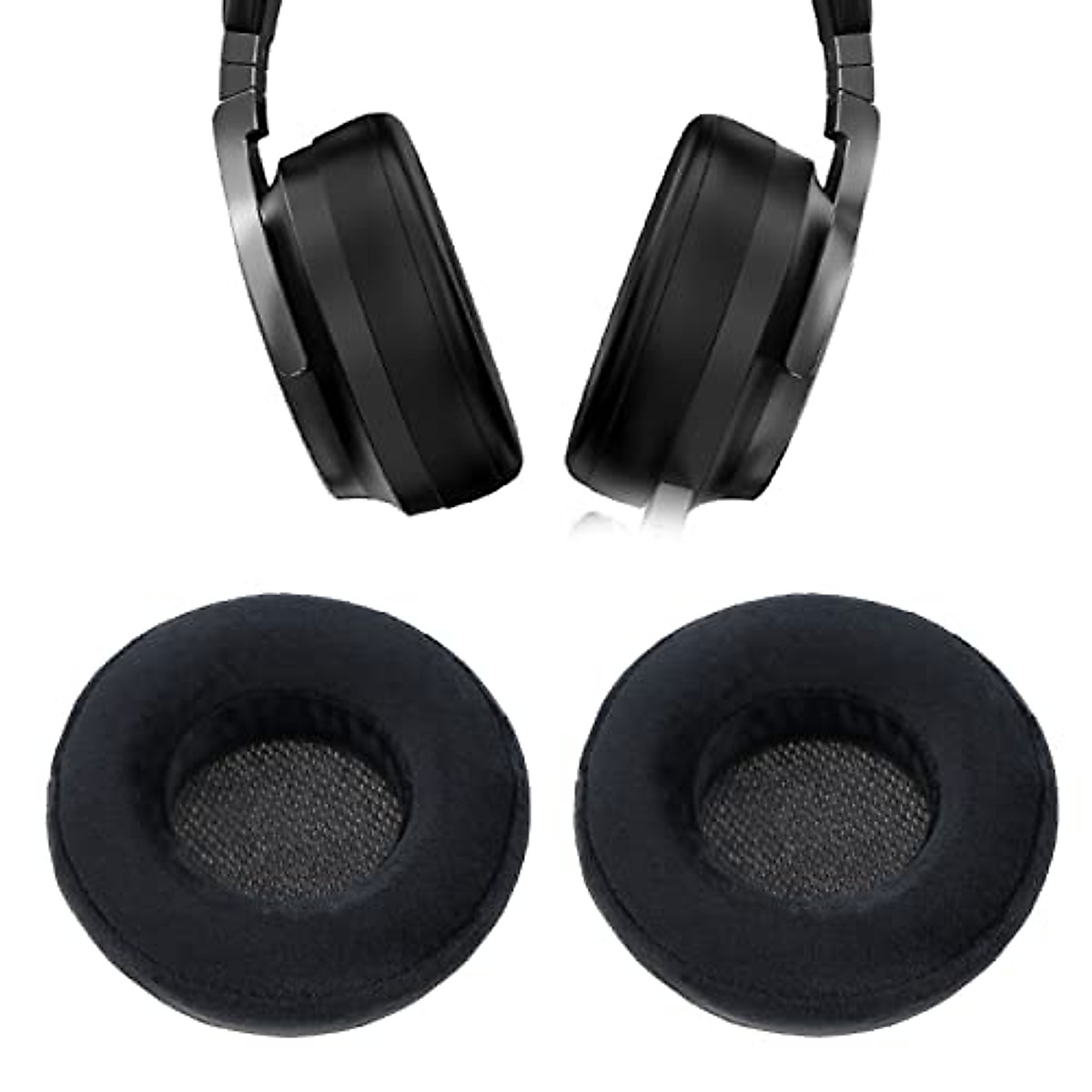 1 Pair Earpads Compatible with Corsair Virtuoso RGB Wireless SE Headphones Replacement Velour Memory Foam Ear Cushions Headset Repair Parts Black