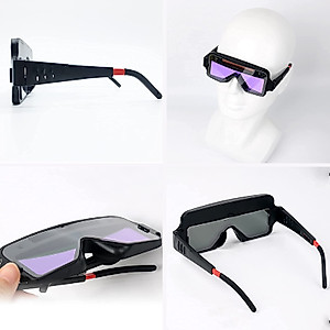 Welding Goggles Auto Darkening,Solar Auto Darkening Welding Glasses Over Glasses Mask Helmet, Welder Safety Eye Protection PC Glasses